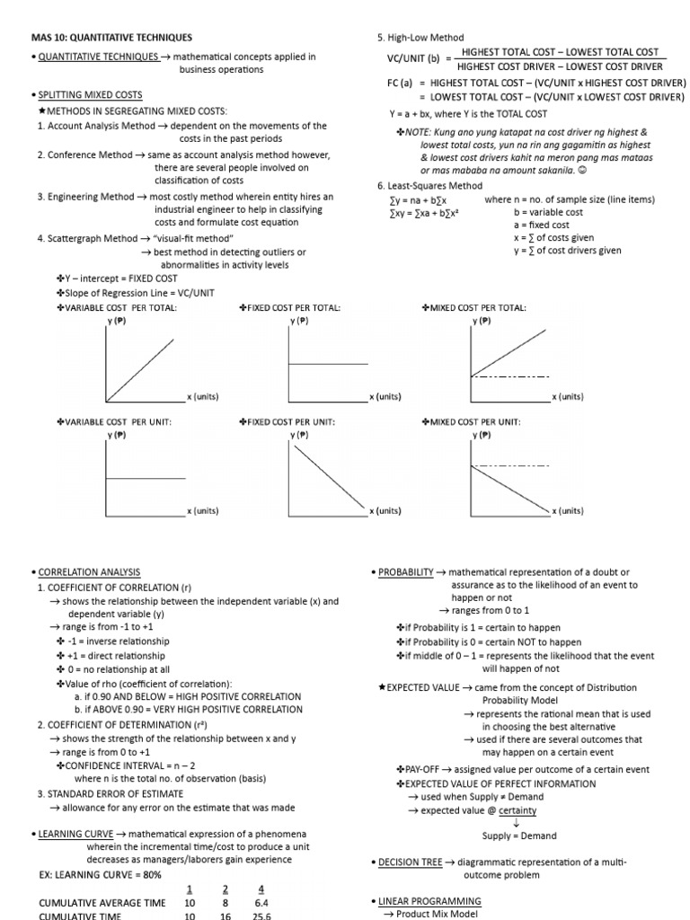 MAS 10 - QUANTITATIVE TECHNIQUES | PDF | Applied Mathematics | Statistical Analysis