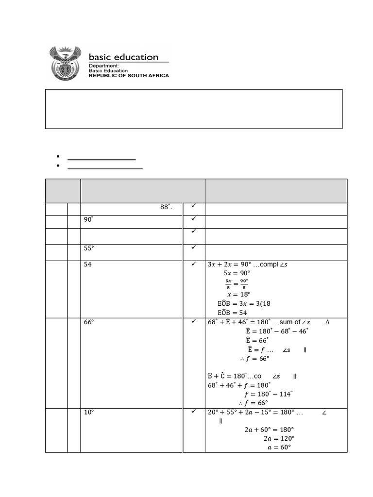 Grade 9 Mathematics P2 Marking Memo | PDF | Elementary Geometry ...