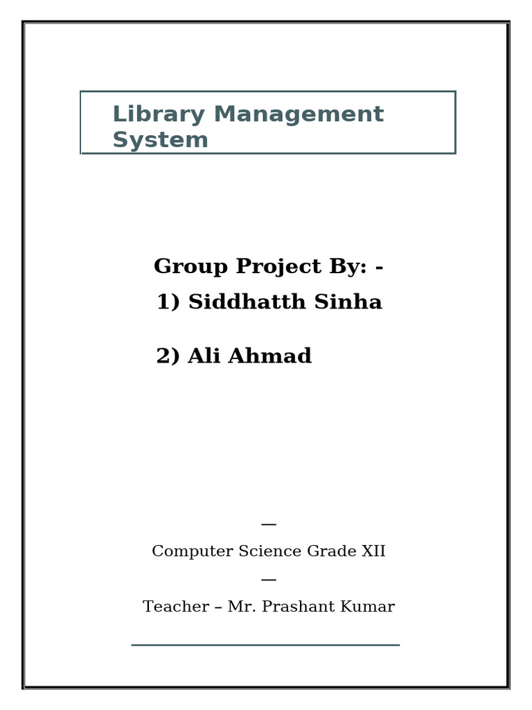 Library System Project Report | PDF | Python (Programming Language ...