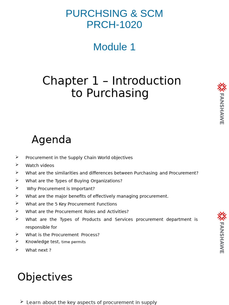 Module 1 - Introduction To Procurement | PDF | Procurement | Supply Chain