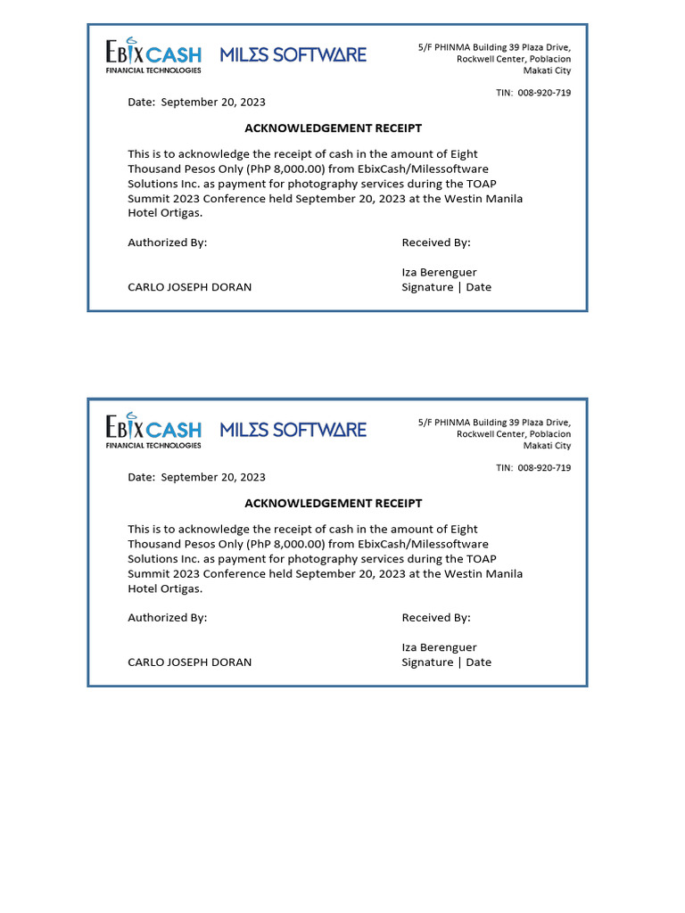 Acknowledgement Receipt Template | PDF