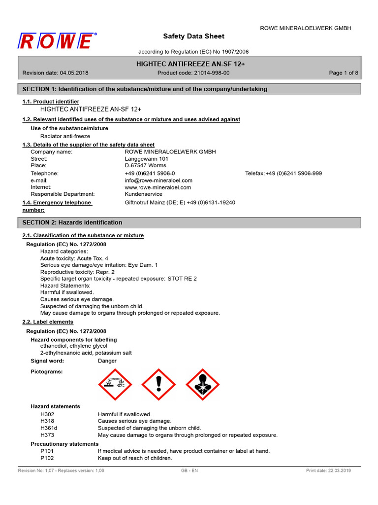 Antifreeze Safety Guide | PDF | Toxicity | Occupational Safety And Health
