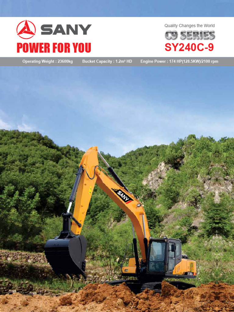 SANY SY240C-9 Excavator Specifications | PDF | Pump | Engines