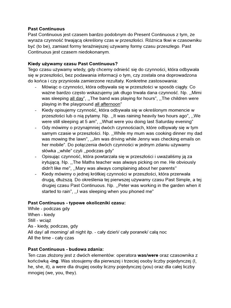 Past Continuous | PDF