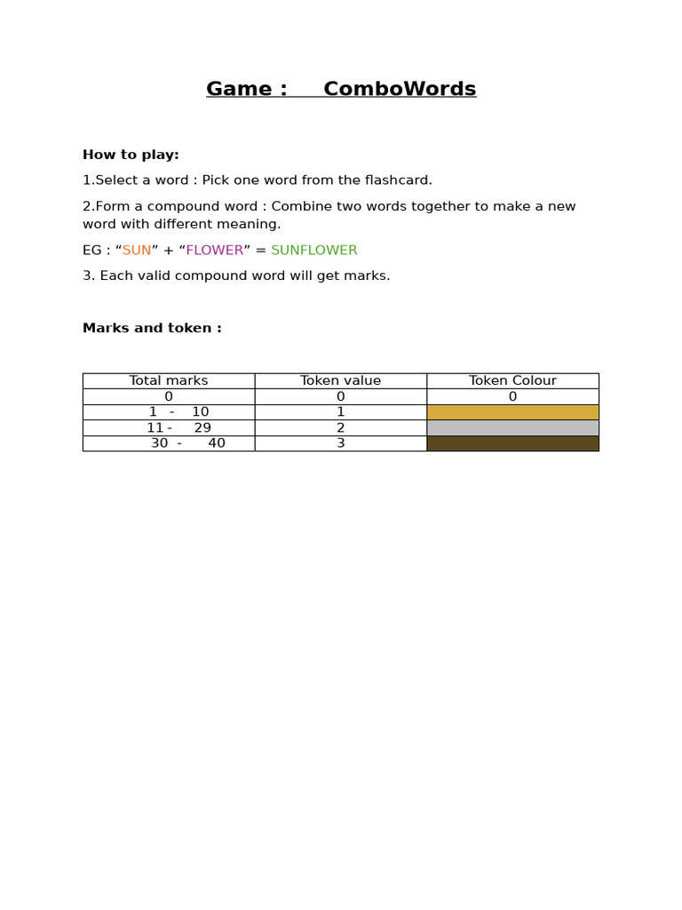 ComboWords: Compound Word Game Guide | PDF