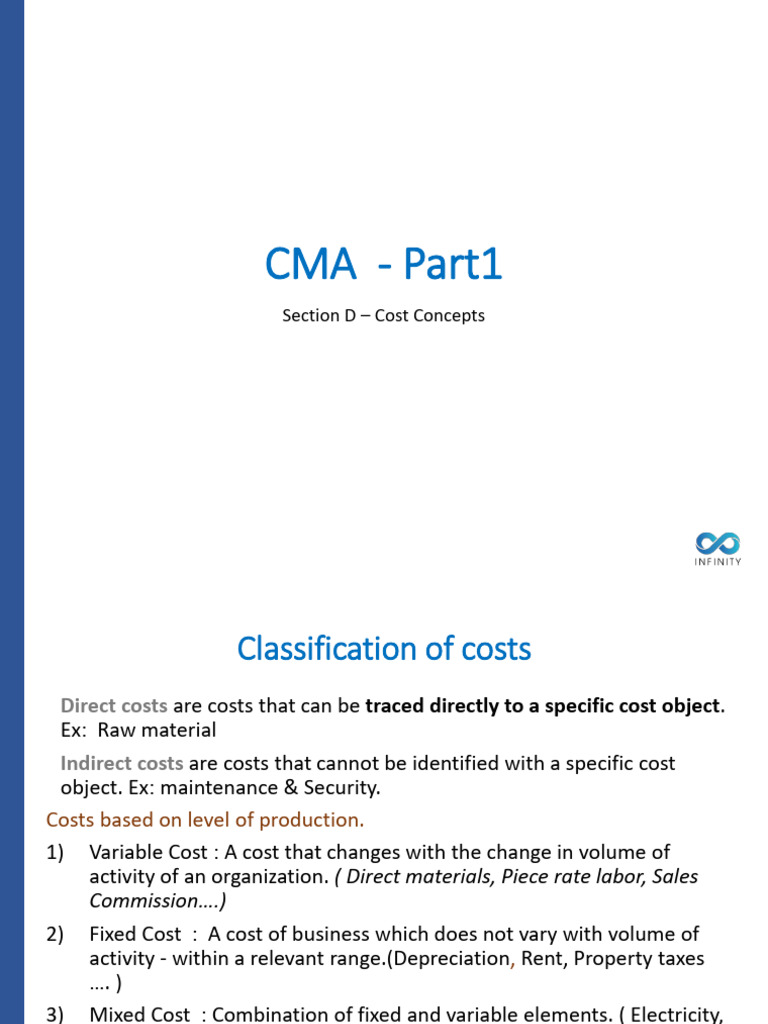 Part 1 - Section D Cost Concepts & Allocation | PDF | Cost Of Goods ...
