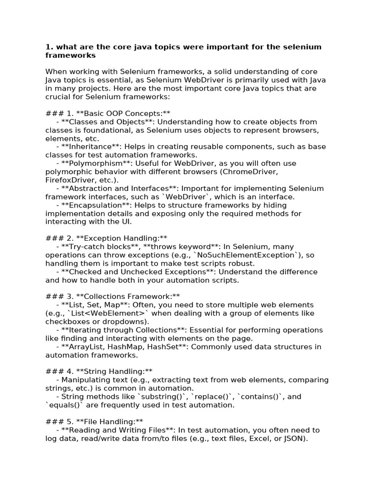 Java Essentials for Selenium Users | PDF | Class (Computer Programming) | Selenium (Software)