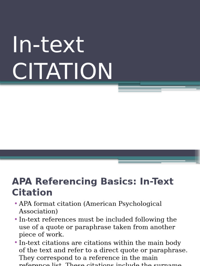 in Text Citation | PDF | Citation | Apa Style