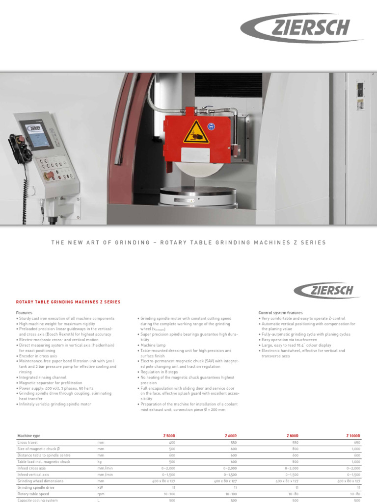 Rotary Table Grinding Machines Z Series | PDF | Grinding (Abrasive ...