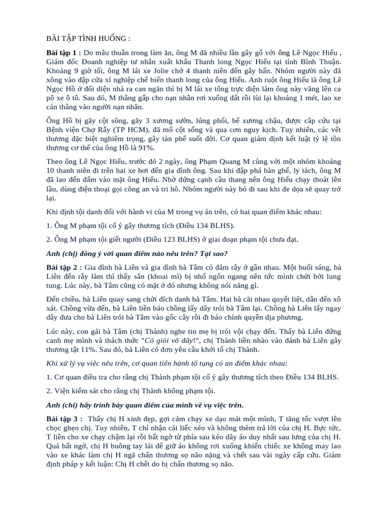 Bài Tập Tình Huống Hình Sự (LHS 2) | PDF