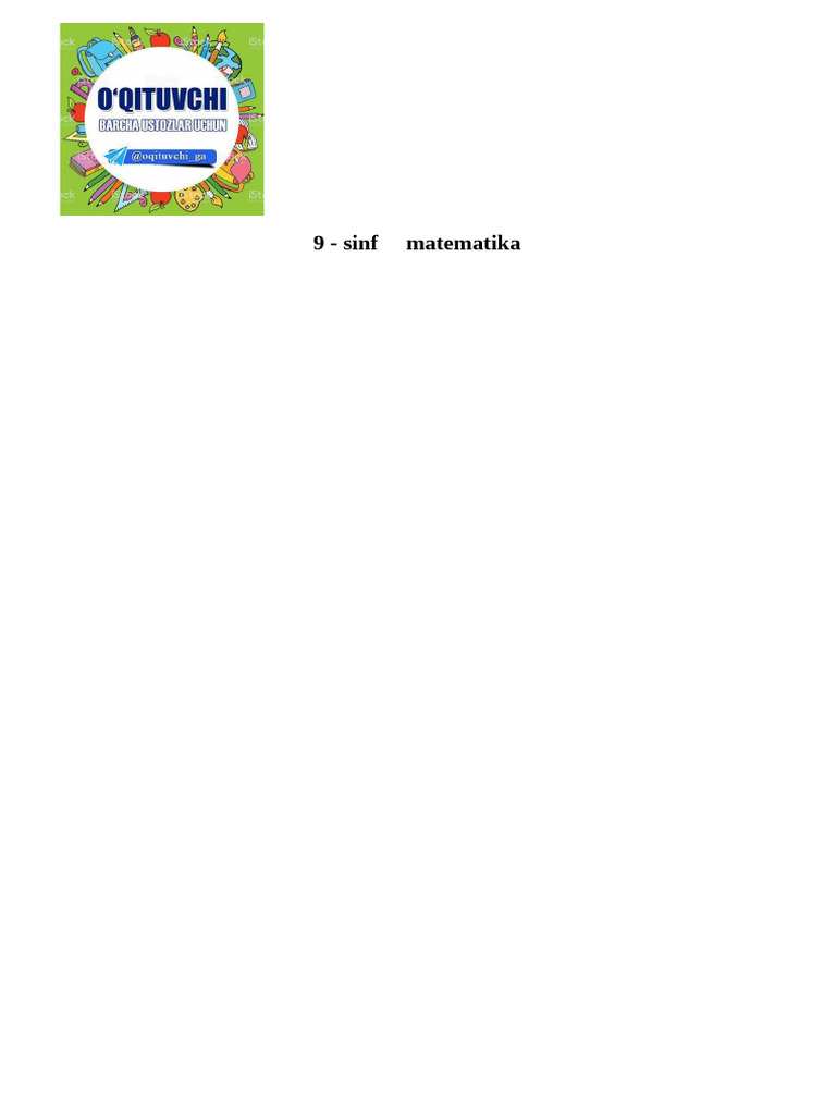 @oqituvchi - Ga 9-Sinf Matem | PDF