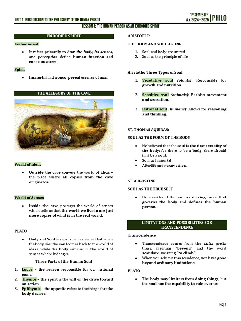 l4_The Human Person as an Embodied Spirit | PDF | Soul | Western Philosophy