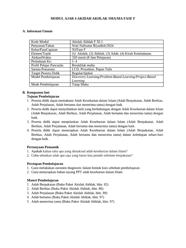 MODUL AJAR 4 fix | PDF