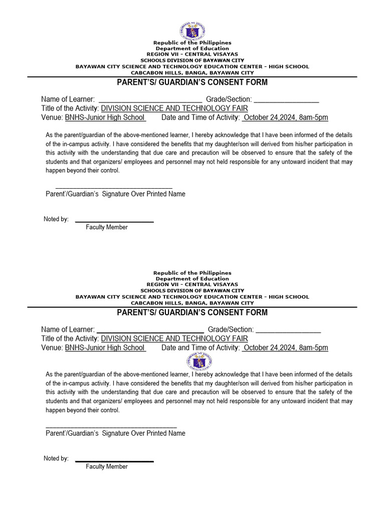 Parents Consent | PDF | Social Institutions
