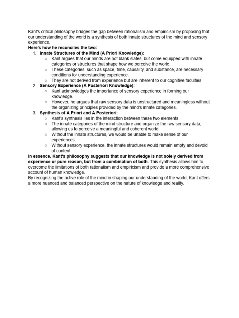 How Kant Bridge The Gap Between Radicalism and Emp... | PDF | Philosophy