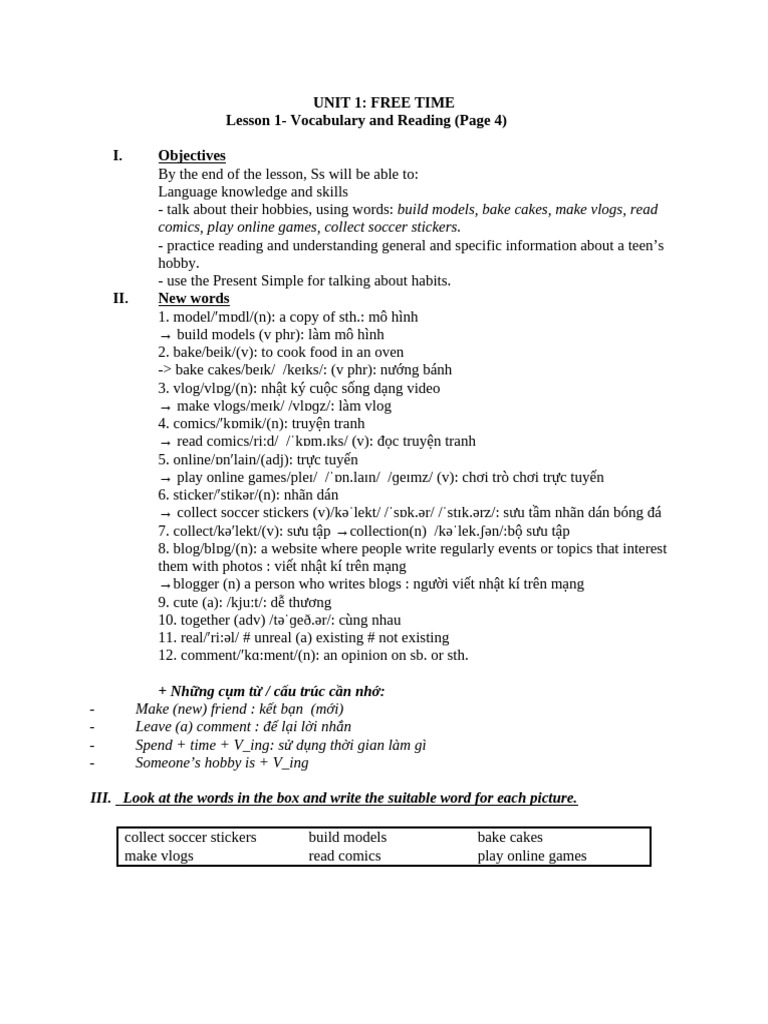 Unit 1 - Lesson 1.1 Vocab and Reading | PDF | Applied Linguistics ...