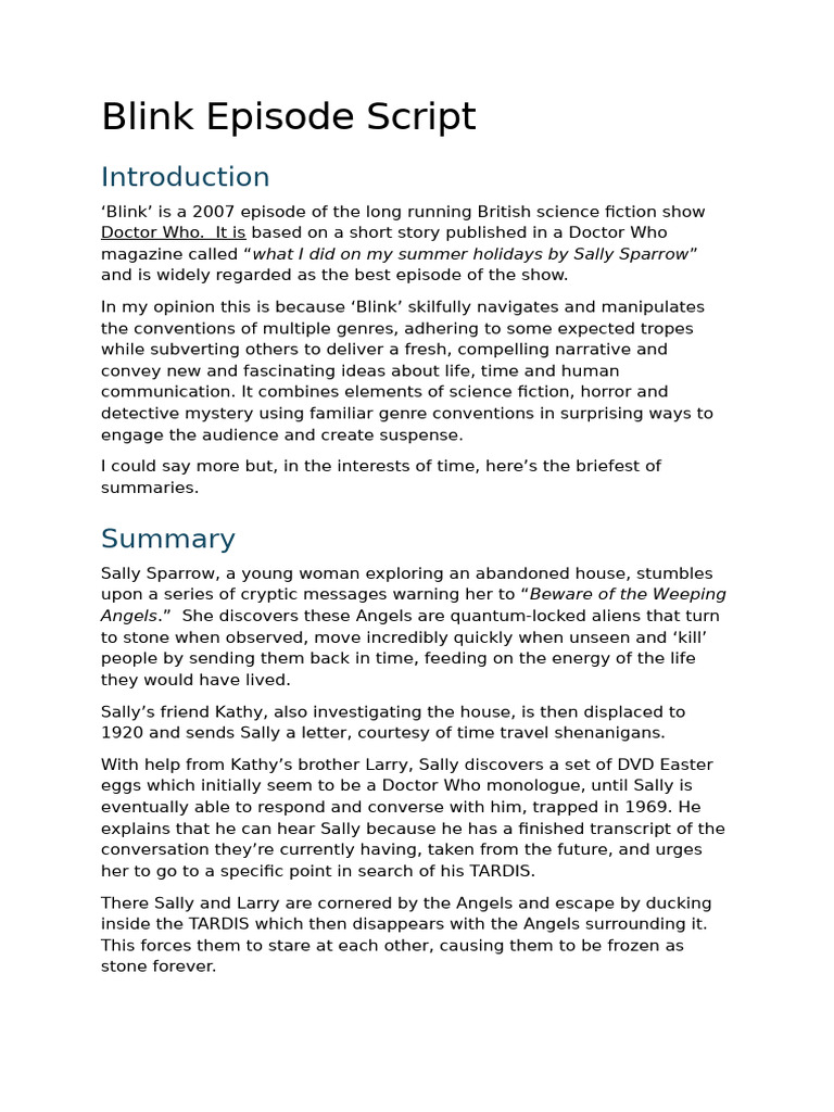 Blink Episode Script JA Edits | PDF