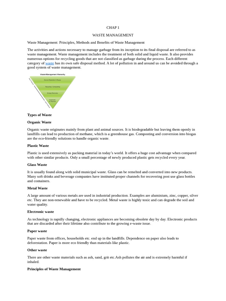 CHAP 1 Waste Management | PDF | Life Cycle Assessment | Waste