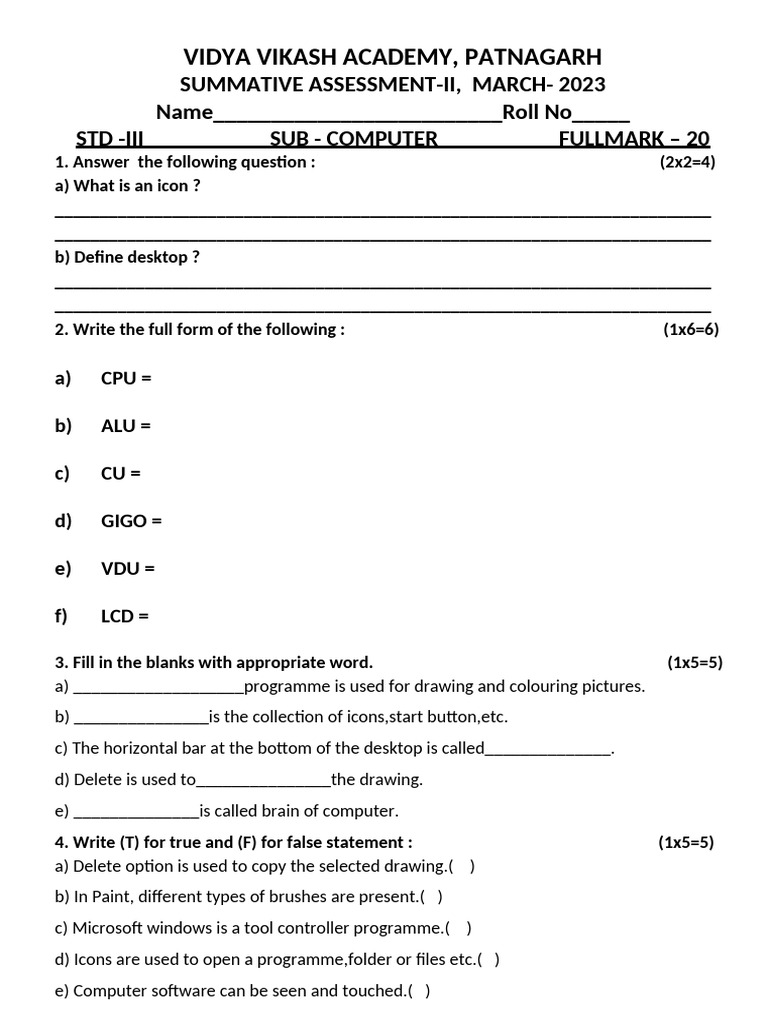 COMPUTER CLASS-III | PDF