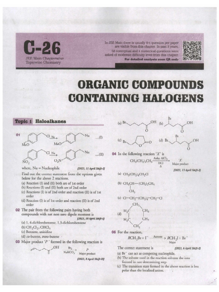 Topic - 26 Organic Compounds Containing Halogens | PDF