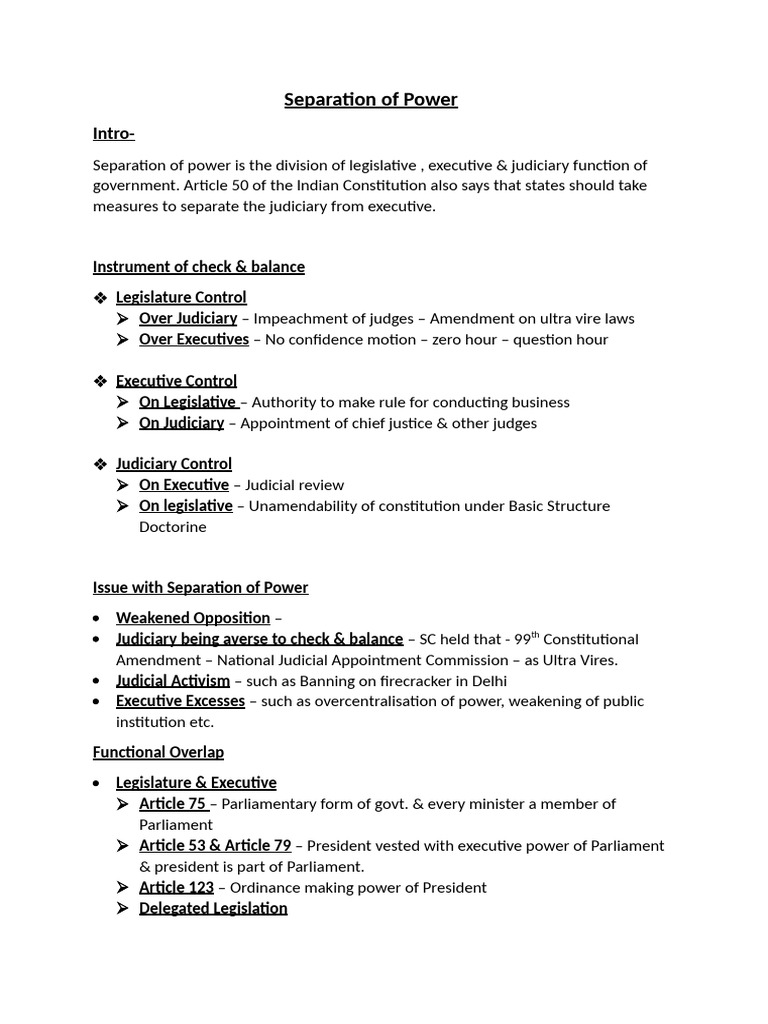 Separation of Power | PDF