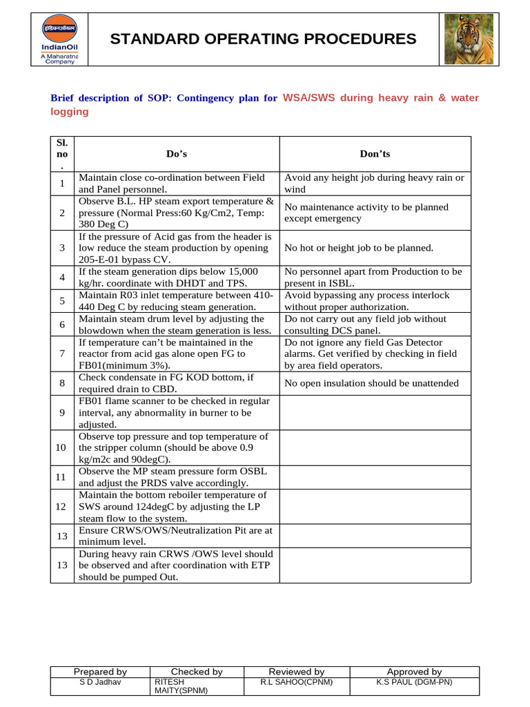 Contingency Plan During Heavy Rain or Wind-WSA | PDF | Gas Technologies ...