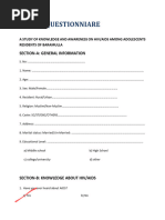 HIV Awareness Survey Questionnaire | PDF | Hiv/Aids | Hiv