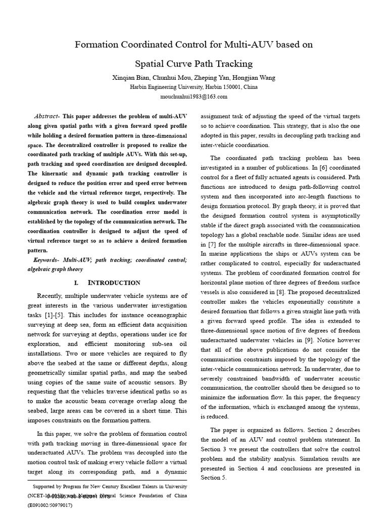 Multi-AUV Coordinated Control System | PDF | Mechanics