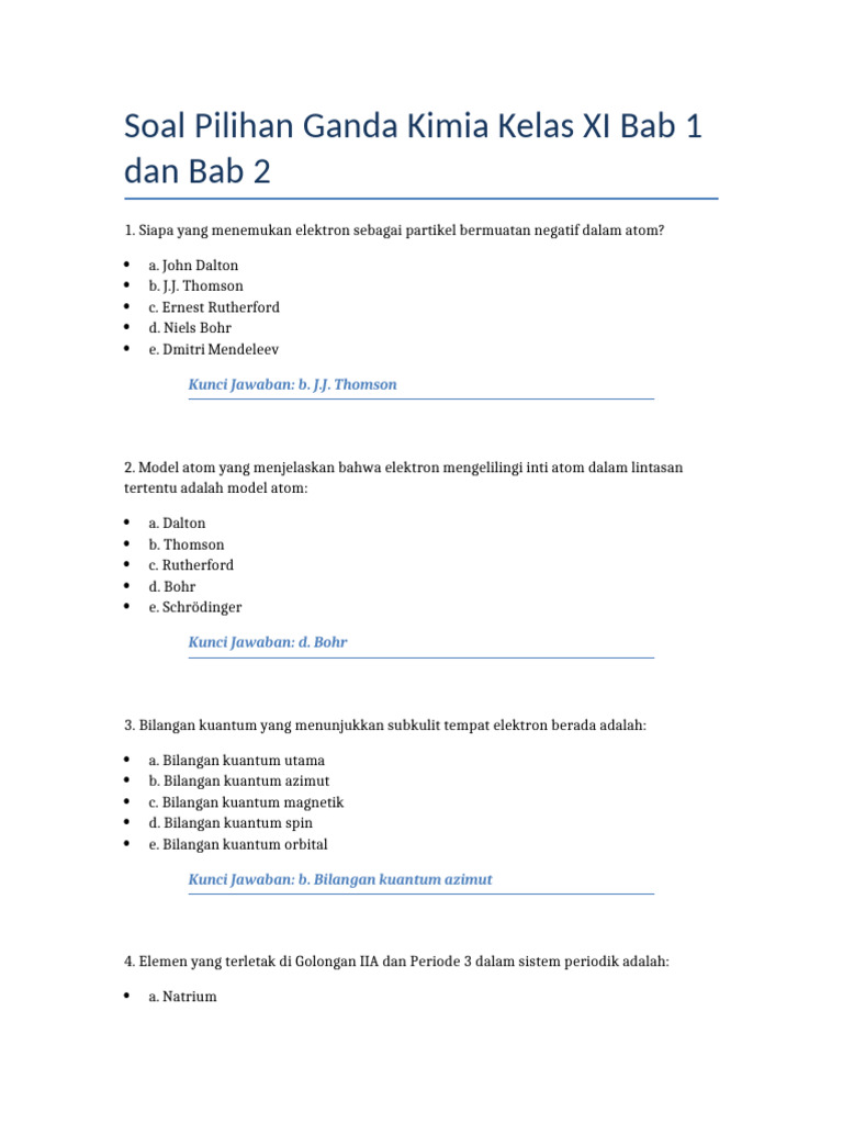 Soal Kimia Bab1 Bab2 | PDF