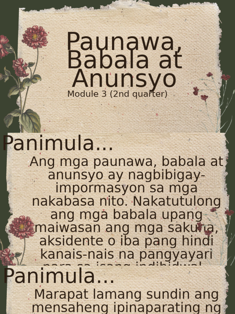 MODULE3 - Paunawa, Babala at Anunsyo | PDF