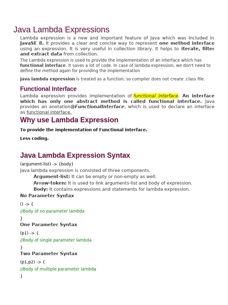 Java 8 Part 1 Lambda Fninterface Methodref 1 Pdf Anonymous Function Method Computer