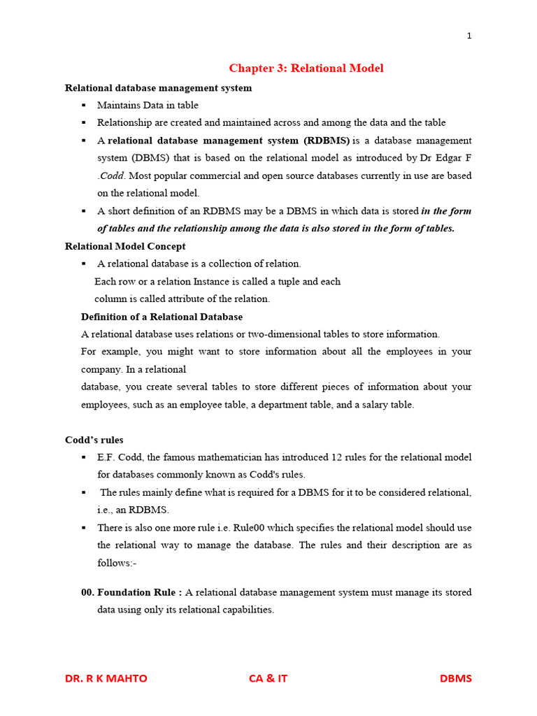 Chapter 3 | PDF | Relational Database | Relational Model