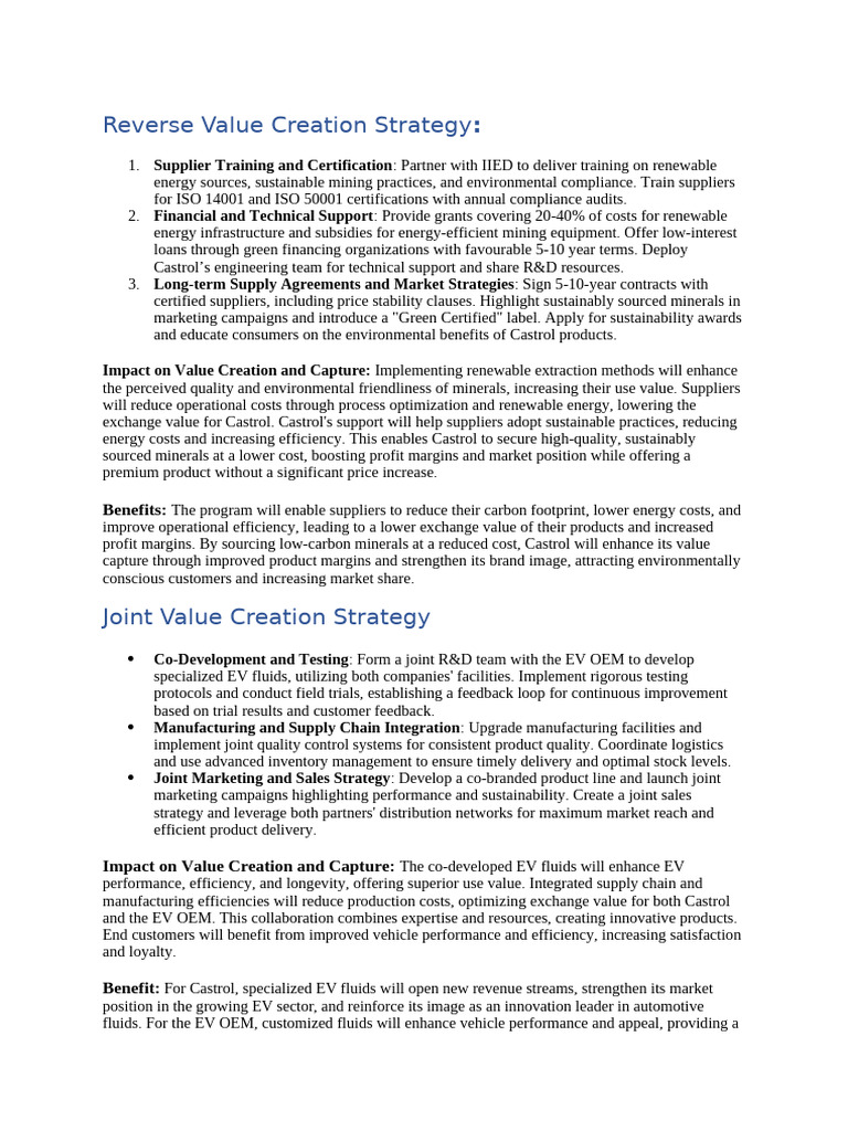 Reverse Value Creation Strategy | PDF | Efficient Energy Use | Supply Chain