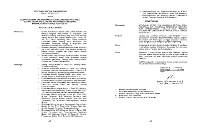 SK Rektor Wisudawan | PDF