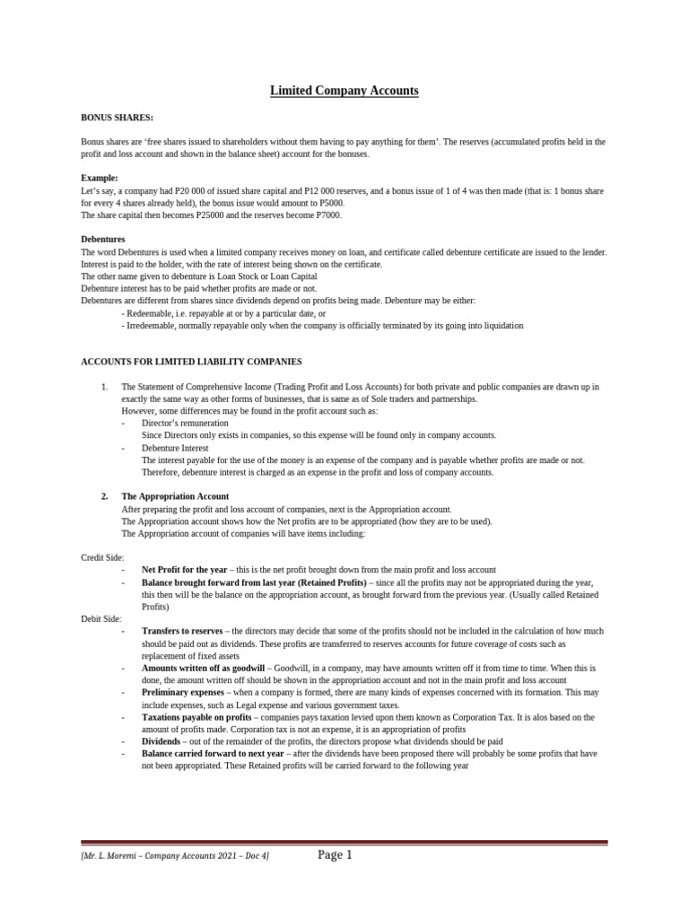 Understanding Limited Company Accounts | PDF | Dividend | Debits And ...