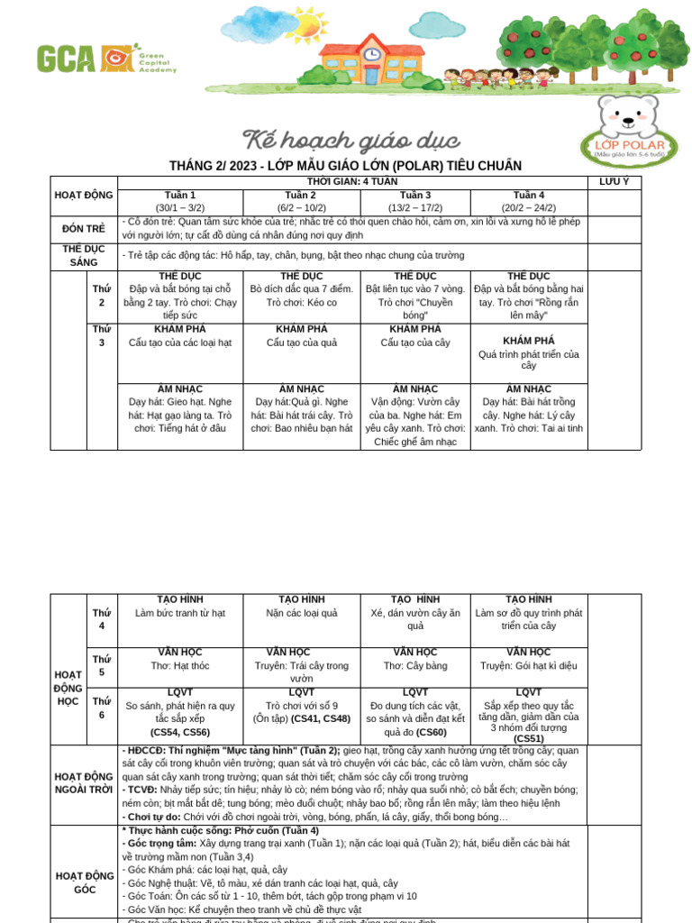 KHGD tháng 2. 2023-MGL Polar (Tiêu chuẩn) - Final | PDF