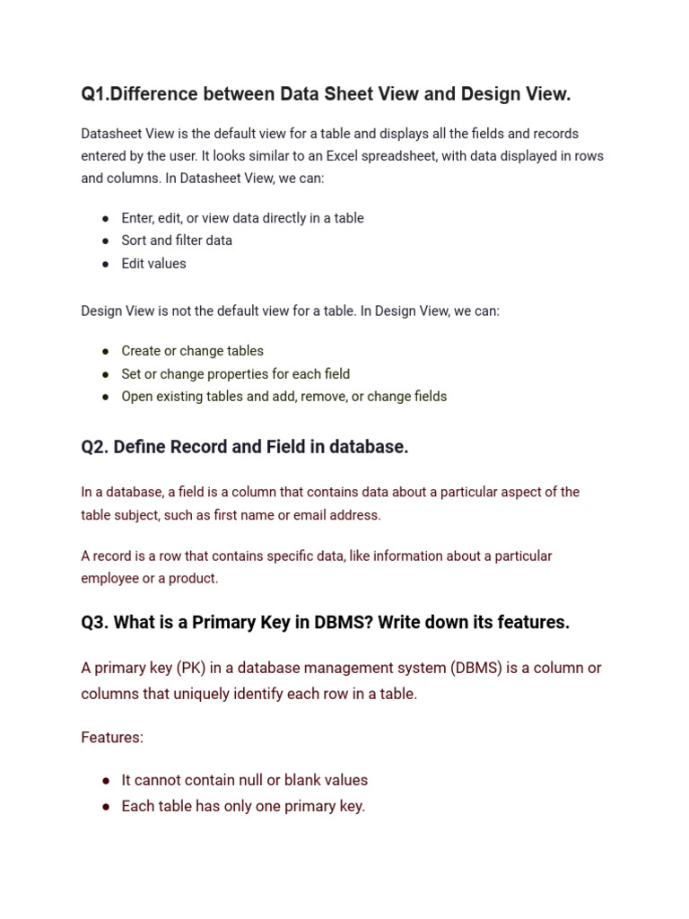 DBMS English Version | PDF | Databases | Microsoft Excel