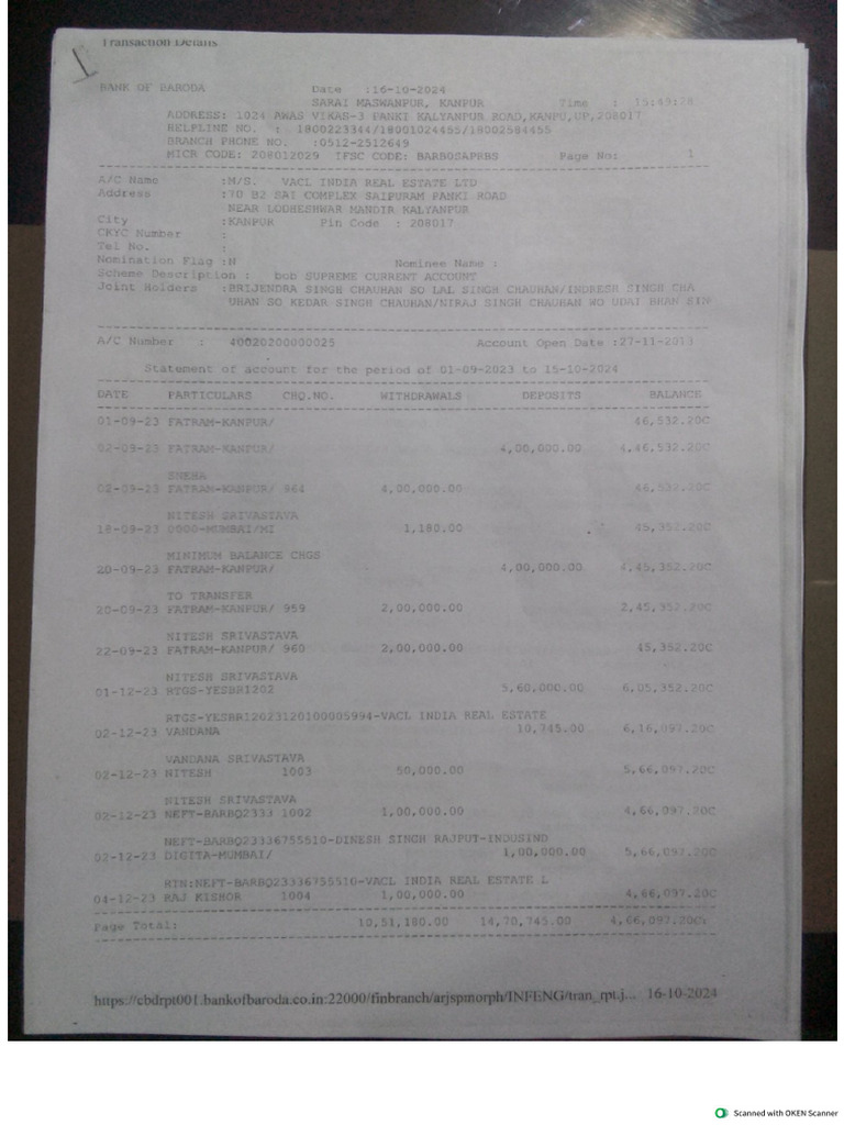 BOB Statement (1) | PDF