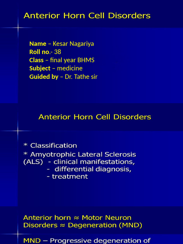 Anterior Horn Cell Disorders - Kesar Nagariya | PDF | Self-Improvement