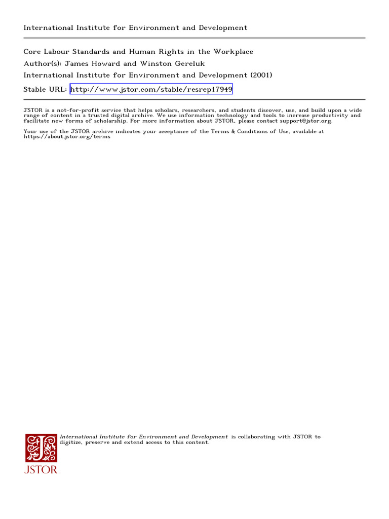 Howard-CoreLabourStandards-2001 | PDF | International Labour ...