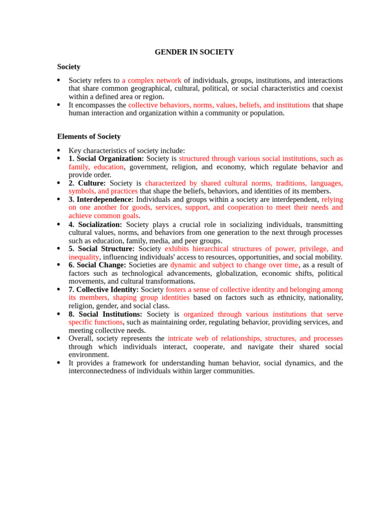 Gender in Society | PDF | Gender Role | Society