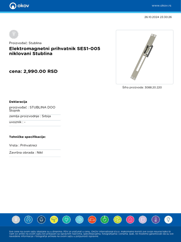 Elektromagnetni Prihvatnik Ses1 005 Niklovani Stublina | PDF