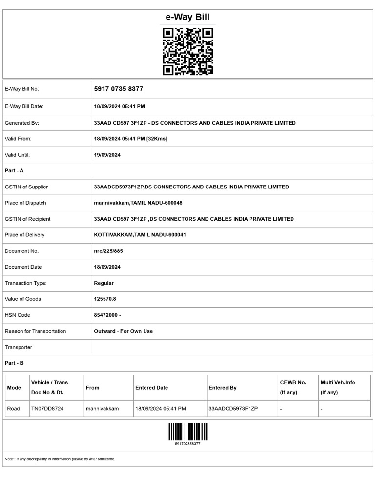 E-Way Bill System | PDF