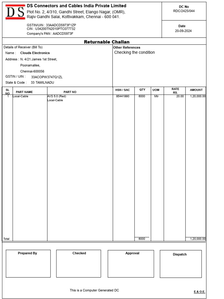 Returnable Challan | PDF