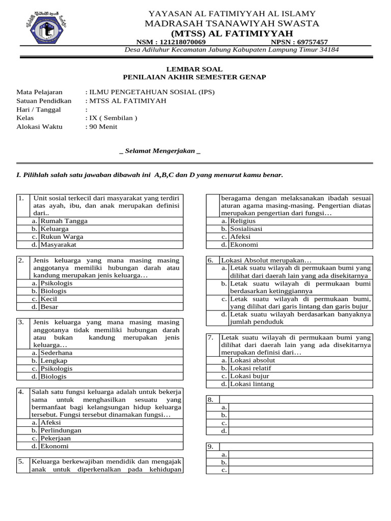 SOAL BAKAT IPS 2024 | PDF