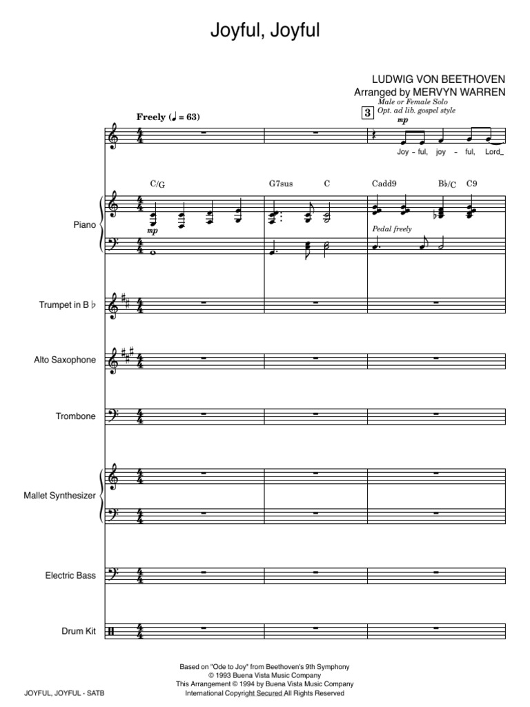 Joyful, Joyful: Freely ( 63) | PDF | Elements Of Music | Musical ...