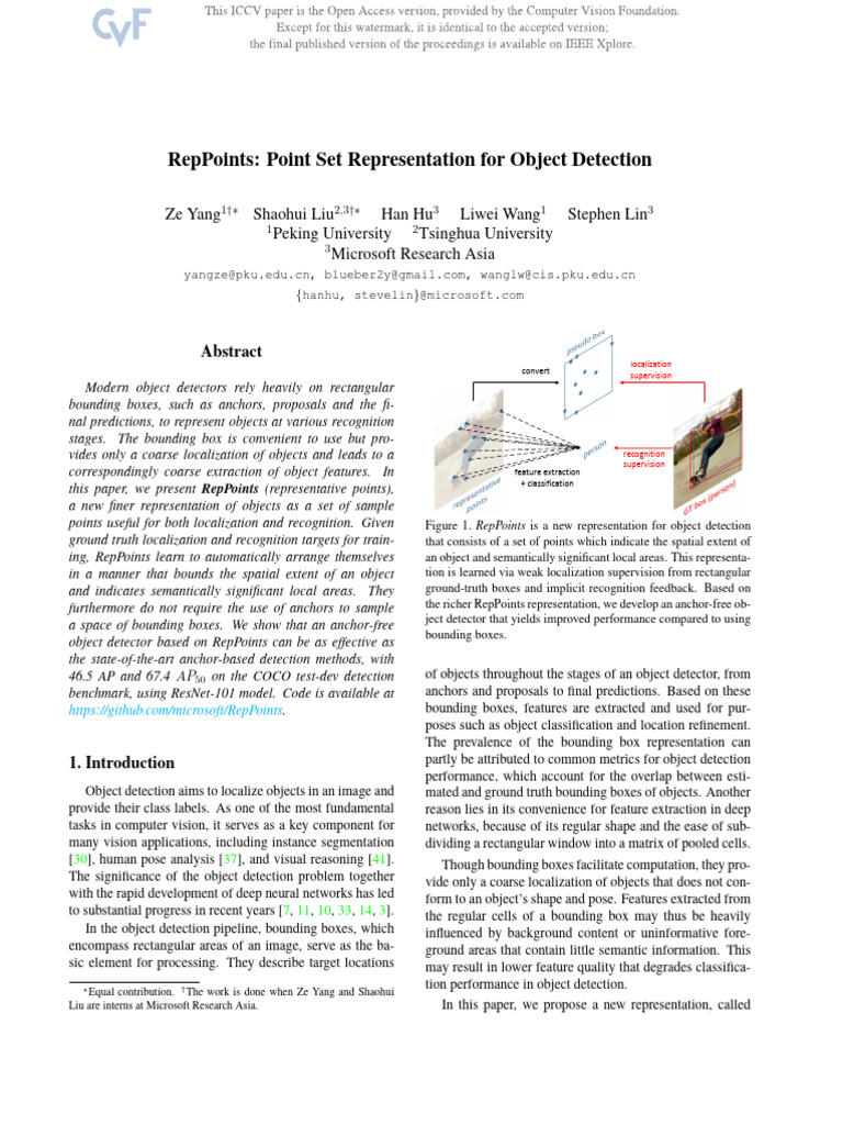 RepPoints_Point_Set_Representation_for_Object_Detection_ICCV_2019_paper | PDF | Computer Vision ...