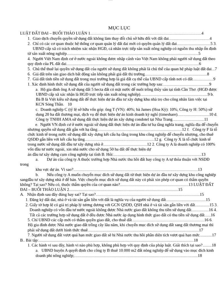 TL LDD Thao Luan Luat Dat Dai | PDF