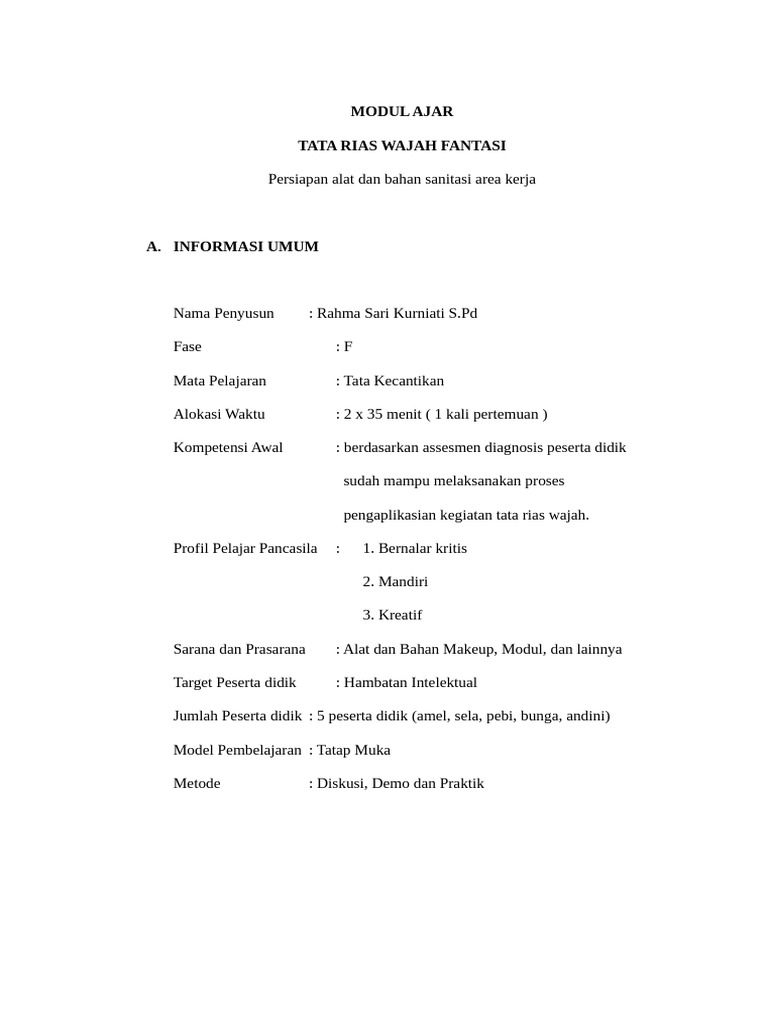 Modul Ajar Tata Rias SM 2 2023-2024 | PDF