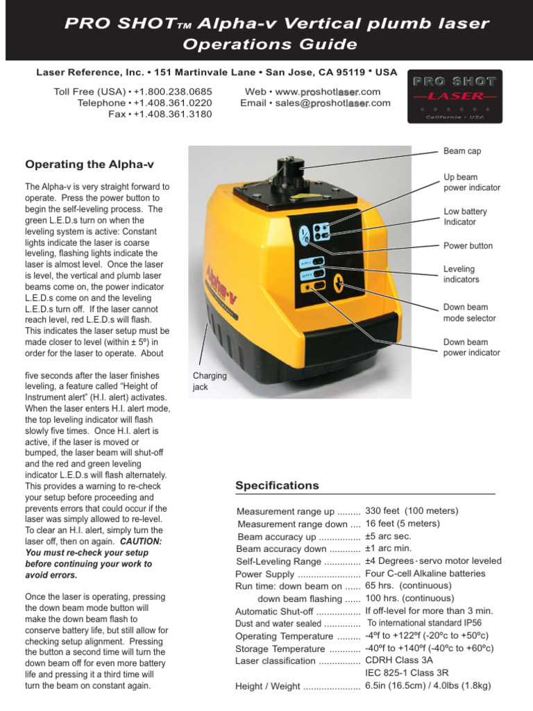Pro Shot Alpha-V Laser Manual | PDF | Laser | Equipment